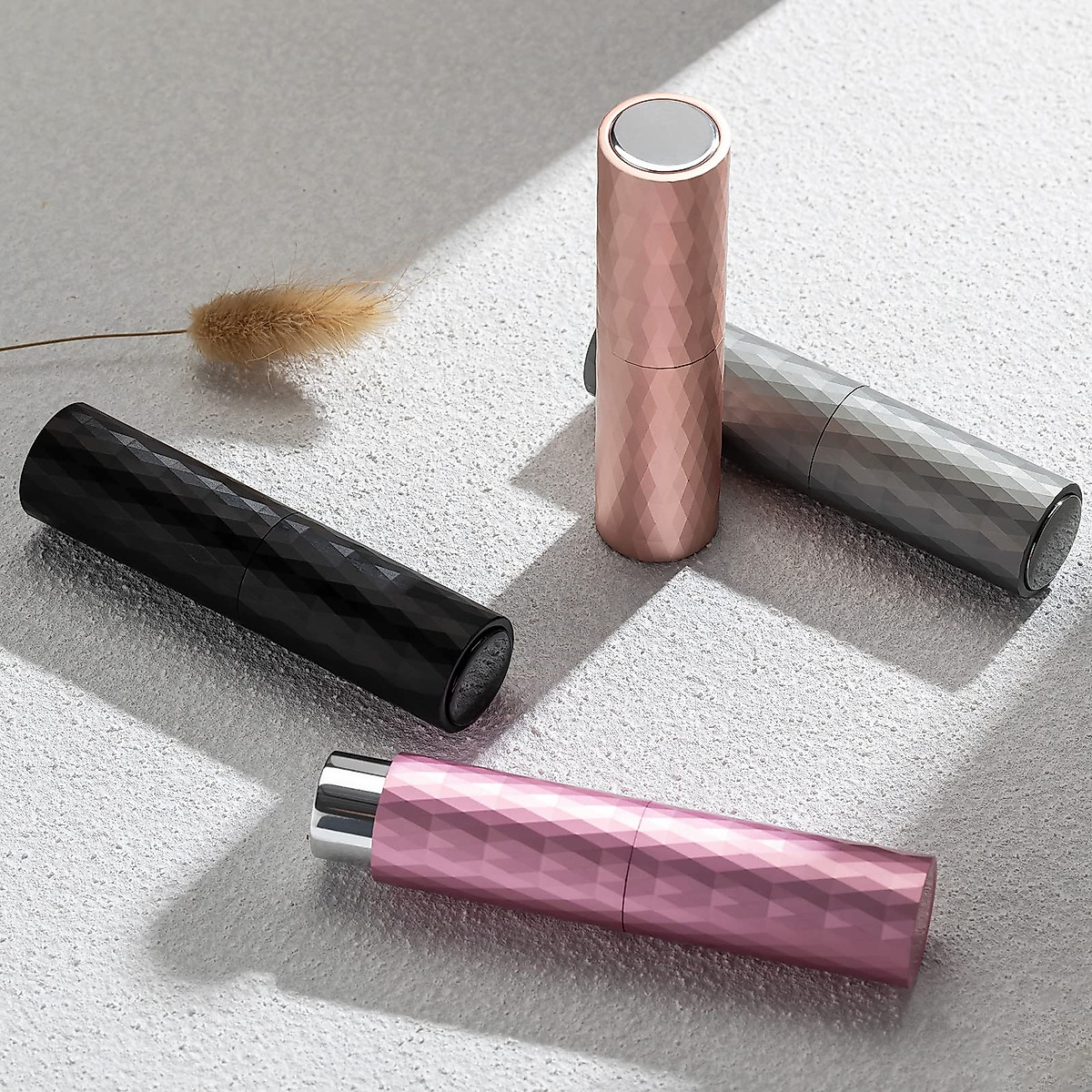 LISAPACK 8ML Perfume Atomizer Spray Bottle (2 PCS) Empty Cologne Dispenser Portable (Black, Grey)