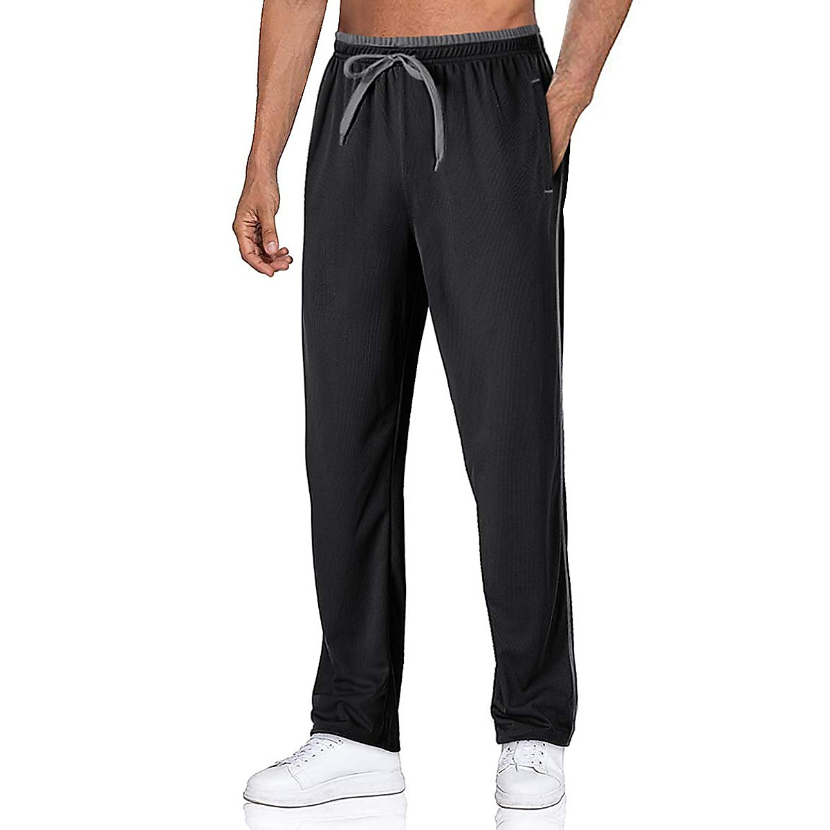 FASKUNOIE Men's Sweatpants with Zipper Pockets Loose Fit Lightweight Warm Up Workout Joggers Pants