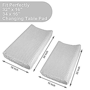 Nozaam - Baby Plush Minky Dot Changing Pad Cover - Ultra-Soft Stretchy Fitted Cover for Standard Nursery Changing Pad (Grey)