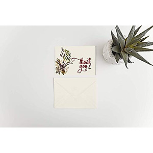Funeral Thank You Cards - Sympathy Bereavement Thank You Cards With Envelopes - Message Inside (25, Fall Flowers)