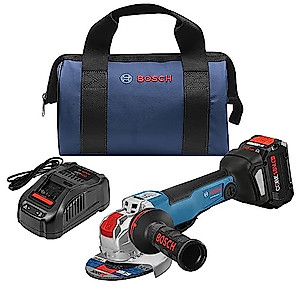 BOSCH GWX18V-50PCB14 18V X-LOCK Brushless Connected-Ready 4-1/2 In. – 5 In. Angle Grinder Kit with (1) CORE18V® 8 Ah High Power Battery,Black