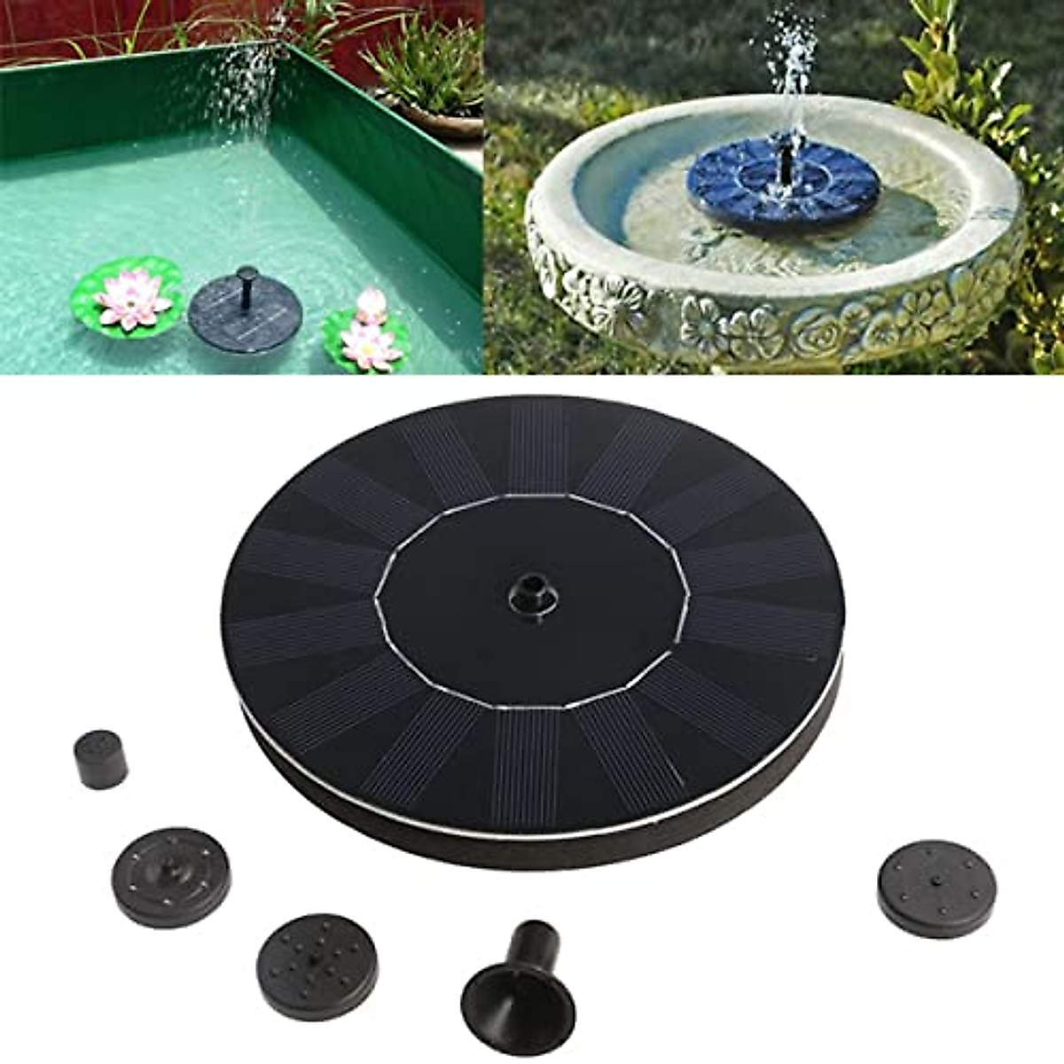 BESPORTBLE Fountain Pond Different Professional Fontain Pump, for Garden Park Pump Tank, Pond, Black Floating Solar and Pool Bird Water W Bath, Round Fish with Nozzles Decoration Waterfall