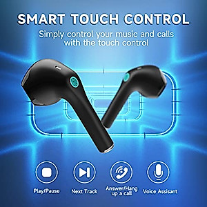 Wireless Earbuds Bluetooth 5.3 Headphones Deep Bass in-Ear Earphones Premium Sound with Mic Wireless Charging Case for iPhone, Samsung, Android Smartphone Laptop Sports