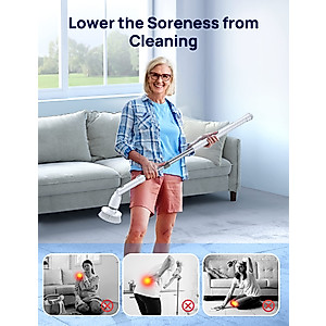 Homyeko Electric Spin Scrubber for Bathroom, Scrubber Cleaning Brush, Shower Scrubber with Long Handle, Power Scrubber Brush for Tub, Floor, Car Wheel, Tile Cleaning, 5 Replaceable Brush Heads