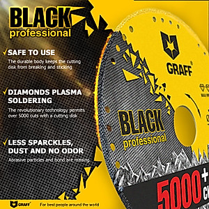 GRAFF Black Cut Off Wheels 4 1/2 Inch - Diamond Metal Cutting Disc for Angle Grinder 4.5 Inch - 60x Longer Wheel Life