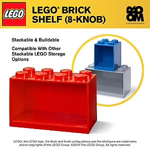 Room Copenhagen Lego Brick Set with 4-Stud and 8-Stud Box Shelves, Red