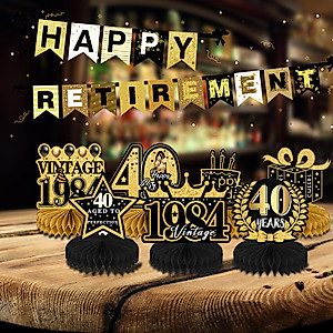 Refavor 9Pcs 40th Birthday Party Decorations - 40th Birthday Decorations for Men Women Black Gold Party Supplies Decorations Table Honeycomb Centerpieces Over the Hill Aged to Perfection Decor