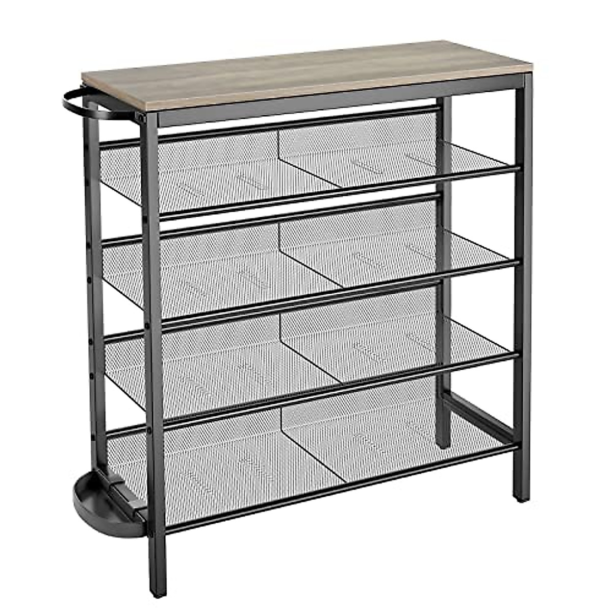 Shoe Rack, SimpleWise 5-Tier Metal Shoe Rack Industrial Shoe Storage Organizer Shelf with Umbrella Holder,Entryway Table for Hallway Living Room, Closet, Bedroom, Wash Grey