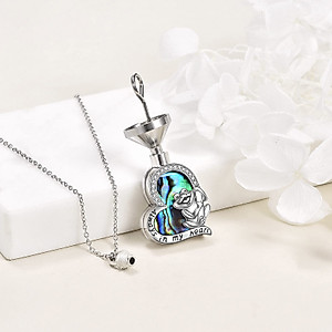 AXELUNA Frog Urn Necklace for Ashes Sterling Silver Abalone Shell Frog Cremation Jewelry for Women Men