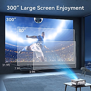 Native 1080P WiFi Bluetooth Projector, MOOKA Upgraded 8500L HD Video Projector with Carrying Bag,Support 4K &300“ Display,Mini Outdoor Movie Projectors Compatible with iOS/Android/PC/TV Stick/PS4