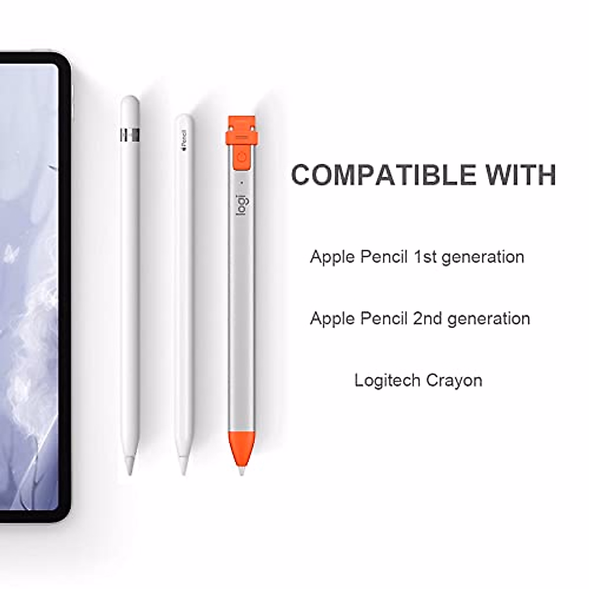 YINVA 3 Pack Pencil Tips for Apple Pencil Tip, 3 Styles Fine Point Metal Apple Pencil 2nd Generation Tips, Replacement iPad Pen Tips for Apple Pencil 1st Generation Nibs(White, Clear)