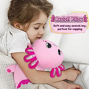 Officygnet Axolotl Plush, 13" Soft Stuffed Animal Plush Toy, Cute Axolotl Plush Pillow, Kawaii Plushies Dolls for Kids, Pink Axolotl Gift for Girls Boys