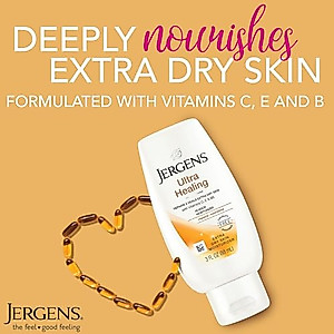 Jergens Ultra Healing Dry Skin Moisturizer, Body and Hand Lotion, for Long Lasting Skin Hydration, with HYDRALUCENCE blend, 3 Fl Oz (Pack of 3)