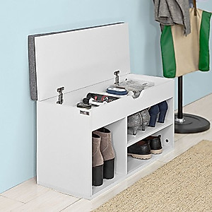 Haotian FSR45-HG,Shoe Storage Cabinet,Shoe Rack Shoe Bench with Lift Up Bench Top and Grey Cushion