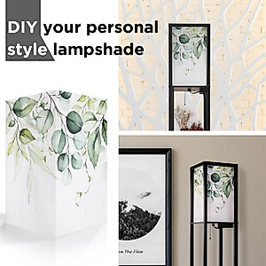 OUTON White Linen Texture Lamp Shade 16 x 8.5 x 8.5 inch for Shelf Floor Lamp