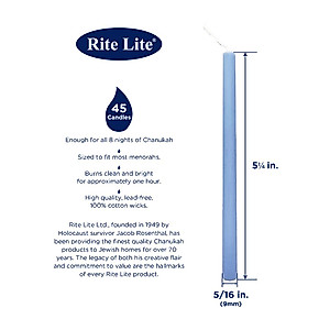 Rite Lite Deluxe Chanukah Candles - Assorted Blue, Light Blue & White 45 Hanukkah Menorah Candles