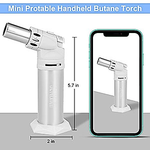 Mini Kitchen Torch, Sondiko Butane Torch Refillable Blow Torch Lighter with Adjustable Flame&Safety Lock for Cooking, BBQ, Creme Brulee, DIY, Soldering (Butane Gas not Included)