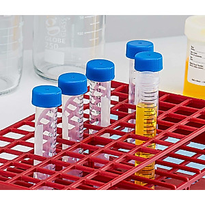 Globe Scientific 6285 Polypropylene Centrifuge Tube with Attached Blue Flat Top Screw Cap, Sterile, Printed Graduation, Bag Pack, 15mL Capacity (Case of 500)