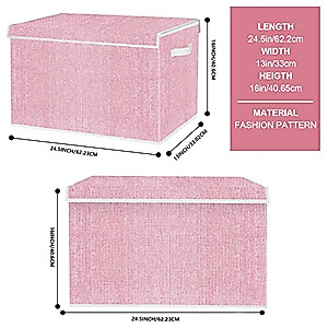 homyfort Large Toy Box Chest for Girls, Kids Toy Bin Storage Organizer with Lid for Babies,Toddlers,Nursery,Playroom (Pink)