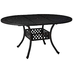 Christopher Knight Home Stock Island Outdoor Expandable Aluminum Dining Table, Black Sand Finish