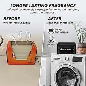 Cute Dryer Sheet Holder with Lid - Rustic Farmhouse Dryer Sheet Dispenser Laundry Room Decor Accessories, Dryer Sheet Container Fabric Softener Dispenser for Laundry Organization/Storage,Black