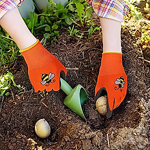 Joottuan 6 Pairs Kids Gardening Gloves Yard Work Gloves Children Soft Safety Rubber Coated Gloves for Toddlers Youth Girls Boys Children (Medium (Age 6-8))