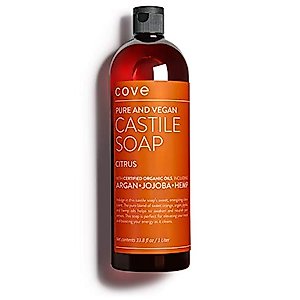 Cove Castile Soap Citrus - 1 Liter / 33.8 fl oz - Organic Argan, Jojoba, and Hemp Oils