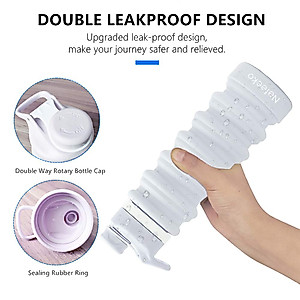 Nefeeko Collapsible Water Bottle, 26oz Silicone Foldable Water Bottles Leakproof BPA Free Travel Water Bottles with Carabiner, Portable Sport Water Bottles for Camping,Hiking Outdoor Indoor Sport