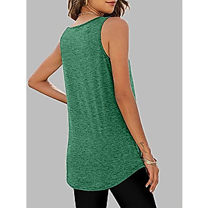 OU MgCE FAST FASHION Womens Activewear Tops Ladies Sleeveless Round Neck Loose Fit Racerback Workout Tank Tops Loose Fit Yoga Clothes Green L