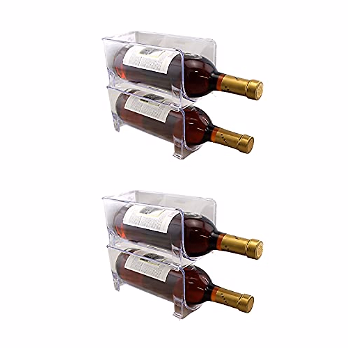 Dependable Industries Set of 4 Stackable Countertop Horizontal Fridge and Freezer Wine Bottle Holder Home Dining Room and Kitchen Storage BPA Free Plastic