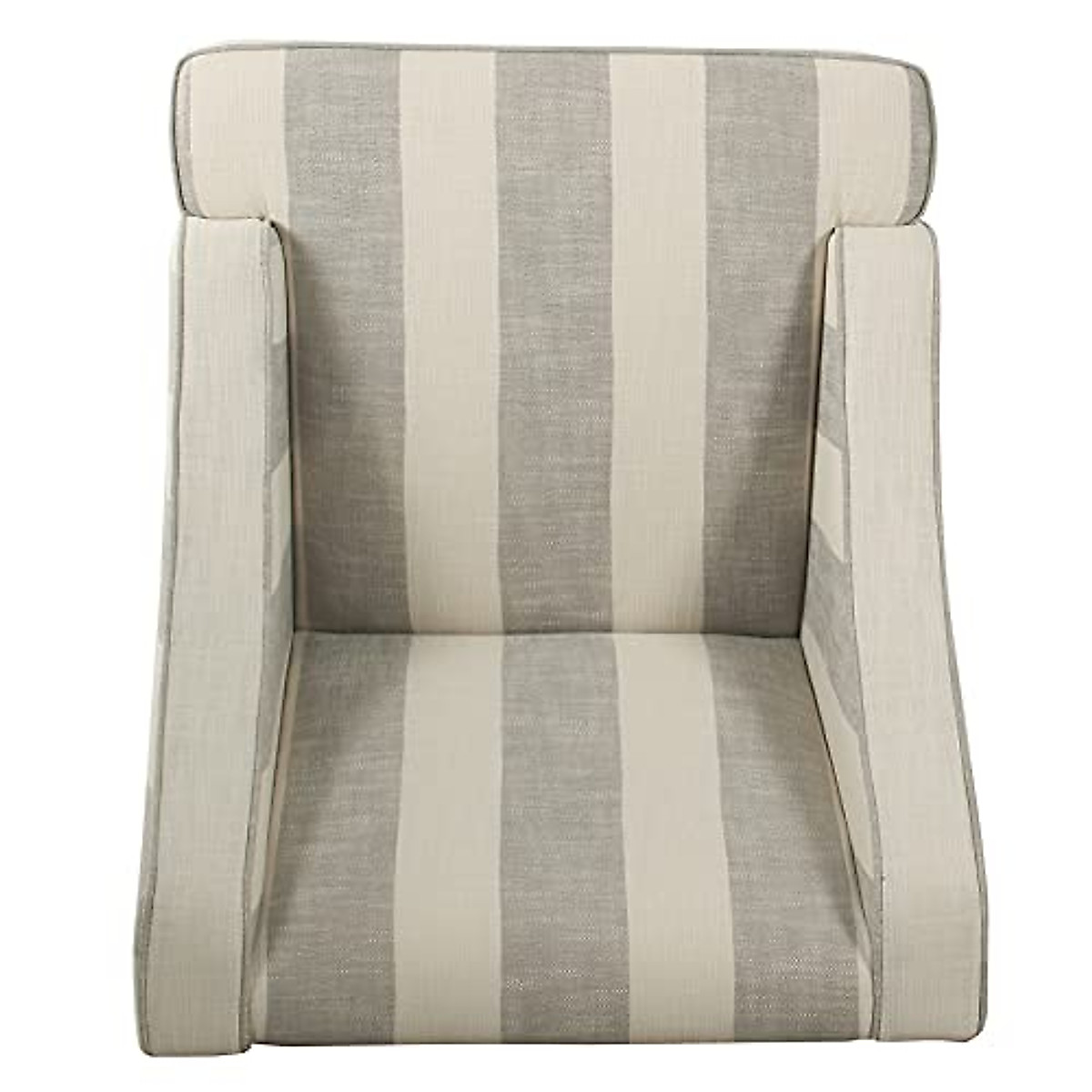 HomePop Velvet Swoop Arm Accent Chair, Grey Awning Stripe