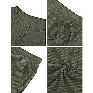 ANGGREK Women's Pajama Sets Sleeveless Tops and Shorts with Pockets 2 Piece PJ Sets for Loungewear Sleepwear,Army Green,X-Large