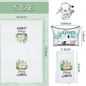 6 Pcs Camping Kitchen Towels Camping Accessories Set Funny Dish Towels, Camper Keychain, Camper Makeup Bag with Funny Sayings Novelty Gifts for Campers Camping Accessories Christmas Camper Gifts