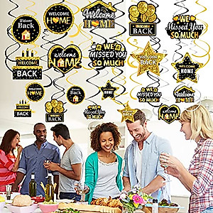 30Pcs Welcome Home Decorations We Missed you Hanging Swirls Decor, Welcome Back Home Hanging Ceiling Party Supplies, Homecoming Return Party Backdrop Sign