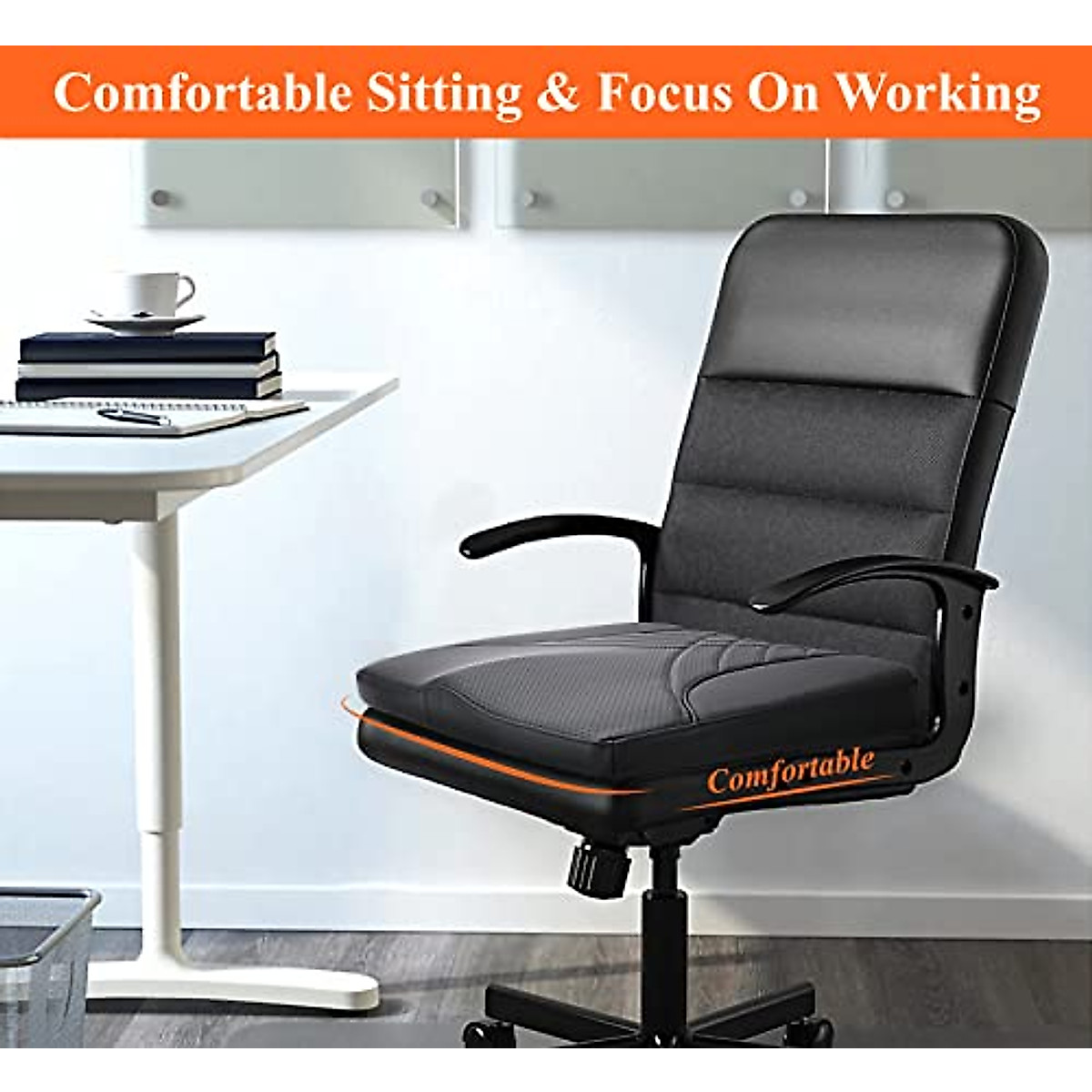 kingphenix Premium Car Seat Cushion, Memory Foam Driver Seat Cushion to Improve Driving View- Coccyx & Lower Back Pain Relief - Seat Cushion for Car, Truck, Office Chair (Black)