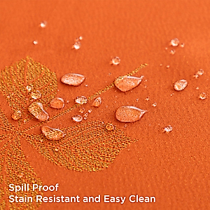 joycloth Fall Tablecloth Autumn Metallic Leaf Weaven Damask Farbric Tablecloths, Spillproof Easy Care Tablecover for Thanksgiving, Harvest, Gathering Party Decoration, Rust, Round 60 Inch