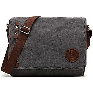 Vintage Men's Canvas Messenger Bag Laptop Shoulder Satchel Crossbody (M36_Grey)