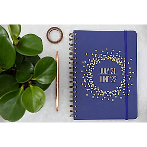 Southworth Academic Planner (July 2021-June 2022), 7" x 9.25", Cobalt Metallic Burst, 28 lb./105 gsm Paper, Medium Twin Wire (92120)
