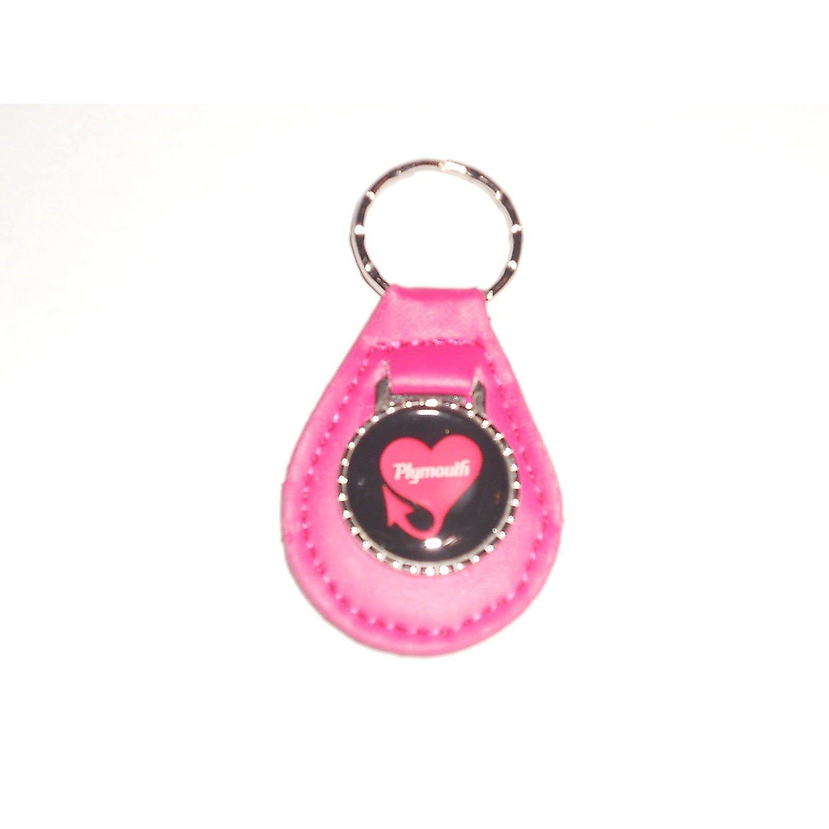 1967 1968 1969 1970 FURY VIP BARRACUDA VALIANT HEART LOGO LEATHER KEYCHAIN - MAGENTA
