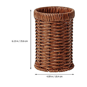 Didiseaon Silverware Utensil Holder Organizer Countertop Flatware Holder Woven Storage Basket Woven Cutlery Organizer Countertop Utensil Basket Imitation Rattan Basket Iron Chopsticks
