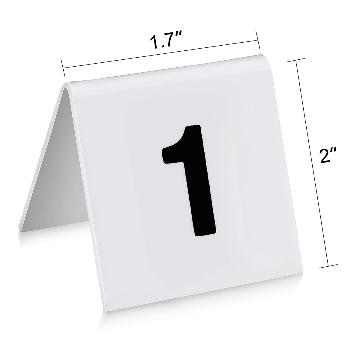 New Star Foodservice 26757 Double Sided Plastic Table Numbers, 1-25, Acrylic, White, 1.7" x 2"