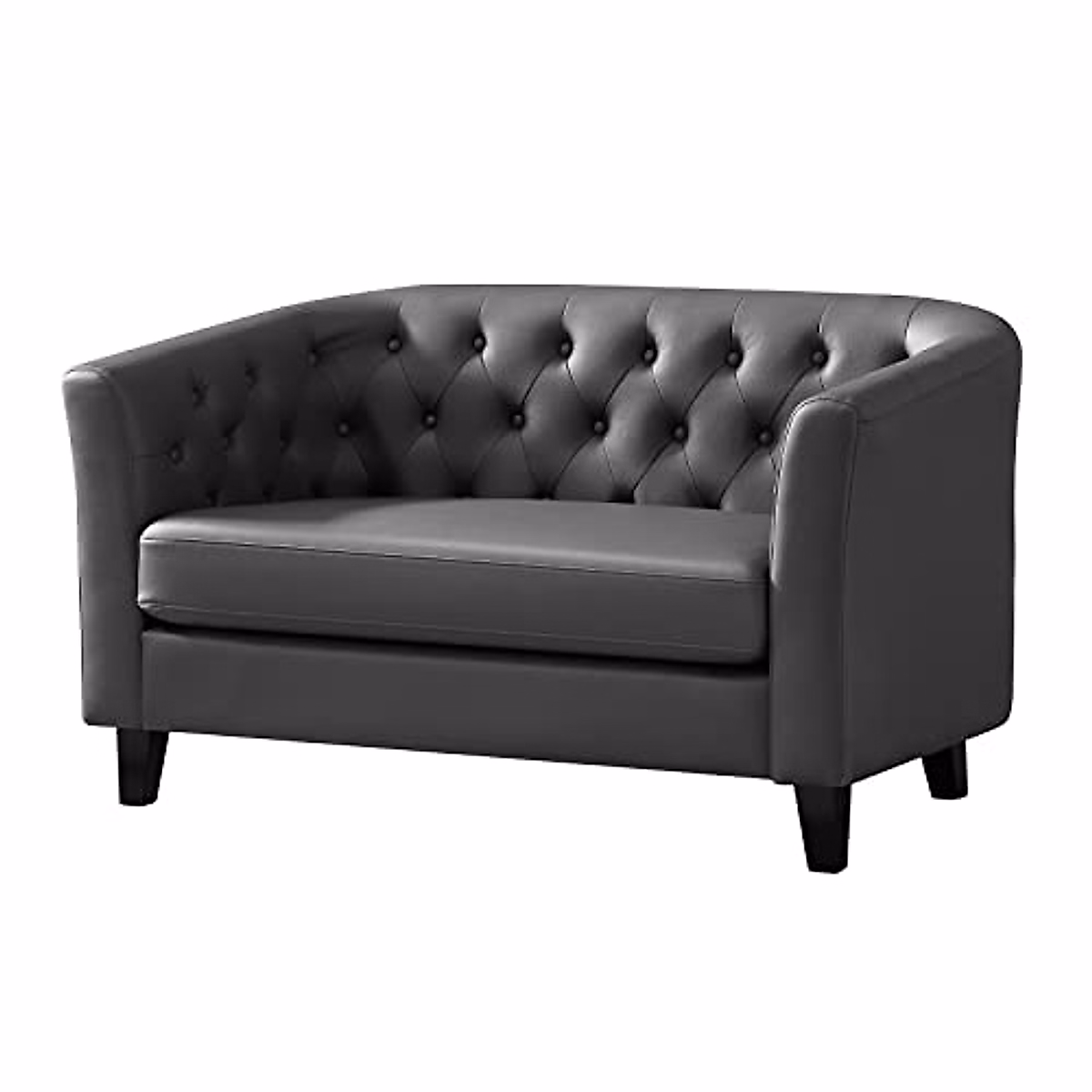 Husbedom 50 Inches Loveseat, Small Air Leather Couch for Small Spaces, Mini Sofa with Button Tufted Décor for Bedroom, Love Seats Furniture, Living Room, Bedroom, Apartment, Dorm, Dark Gray