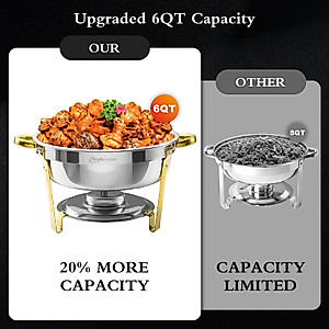 Chafing Dishes for Buffet 4 Pack, 6QT Round Chafing Dishes for Buffet [Elegant Gold and Silver Colors] Stainless Steel Chafing Dish Buffet Set for Any Party
