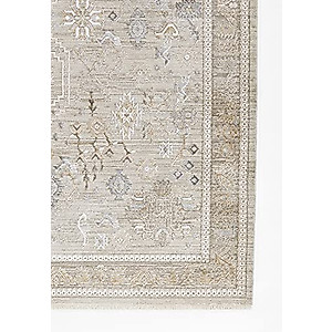 Momeni Cambridge Viscose and PES Traditional Indoor Area Rug, Grey, 3'11" X 5'5"