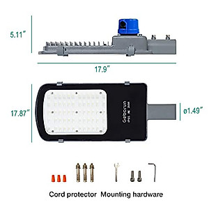 Gebosun 200W AC Powered Street Light & Flood Light, with Optic Sensor, Dusk to Dawn, 9,600 Lumen, 6,000K, IP65 Waterproof, Wall-Mounted & Pole-Mounted