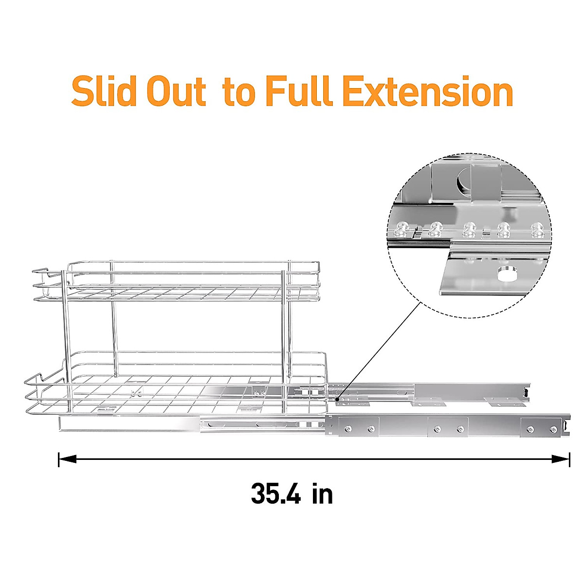 Blemoacha Pull Out Cabinet Organizer 21" D x 11" W,2 Tier Under Sink Organizers and Storage,Bathroom Organization Undersink Drawers Slide Out, Kitchen Sink Chrome Shelf Sliding Cabinet Basket