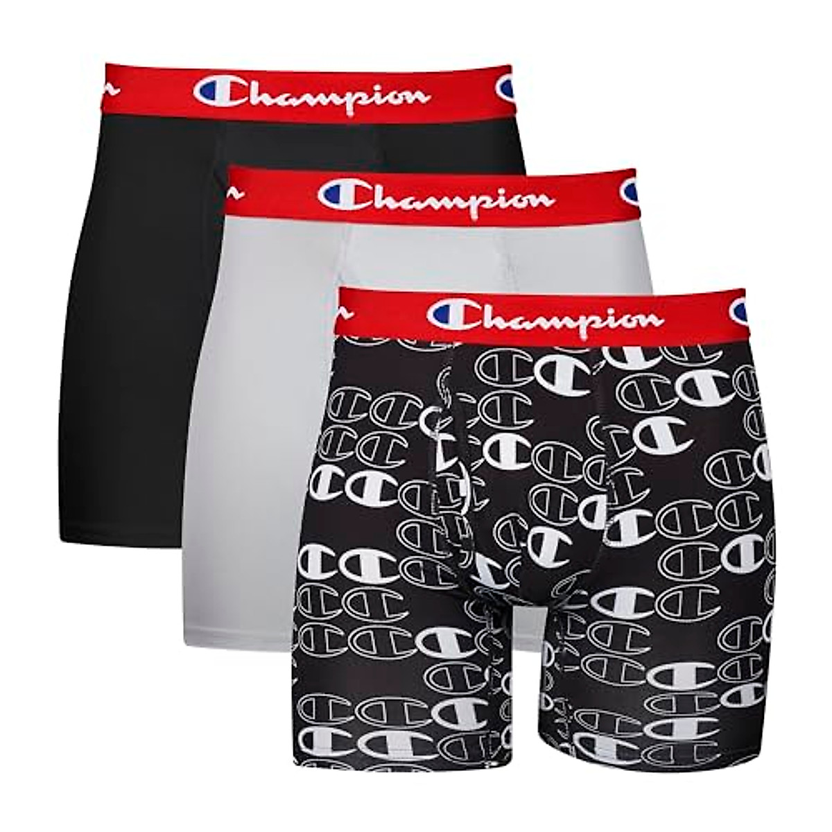 Champion174 Mens Everyday Active Lightweight Stretch Boxer Brief 3Pack M Oxford GreyBlack