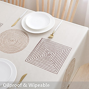 TruDelve Heavy Duty Vinyl Table Cloth Plastic Table Cloth for Kitchen Dining Table Wipeable PVC Waterproof Tablecloth for Rectangle Table(54"x72",Geometry)