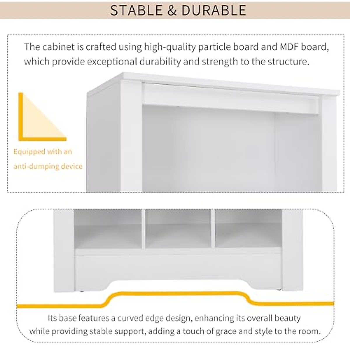 JCSTEU Stylish Design 30 Shoe Cubby Console Versatile, Contemporary Shoe Cabinet with Storage, Free Standing Tall Cabinet for Hallway, Bedroom (White)