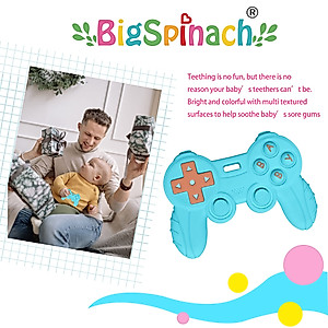 BIGSPINACH Baby Game Controller Teether Toy Silicone Teething Toy for Gamer Parents and Future Gamer Kids Cool Gaming Stuff (Blue+Black)